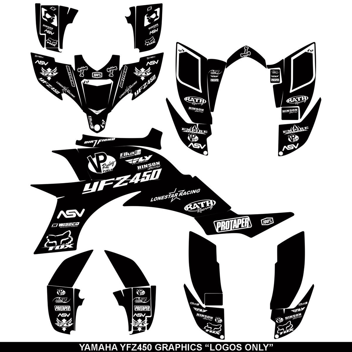 YFZ450 GRAPHICS "LOGOS ONLY KIT" – DIRTFIEND RACING